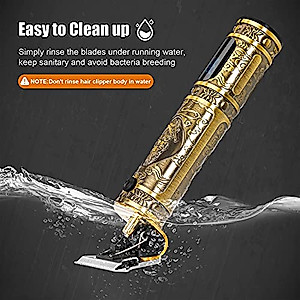 Hair Clippers for Men, oupool Professional Cordless Hair Trimmer - Electric T-Blade Beard Trimmer Shaver Edgers Zero Gapped Mens Grooming Kit Rechargeable LCD Hair Cutting Kit - Gifts for Men(Gold)