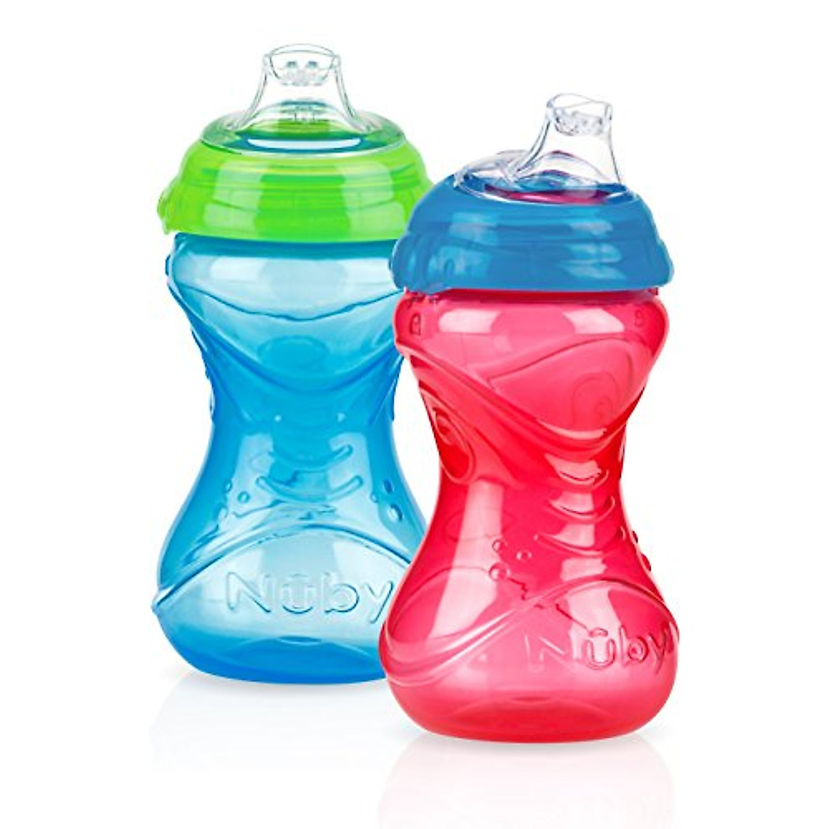Nuby 2-Pack No-Spill Easy Grip Clik-It Cups, 10 Ounce, Colors May Vary