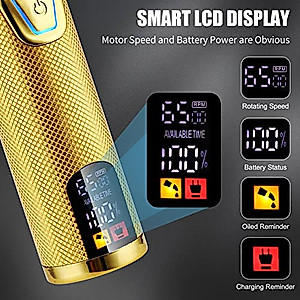 Zesuti Professional Hair Clippers & Trimmer Set for Man with Charging Base,Cordless 4 Adjustable Speeds Hair Clipper,Barber Supplies Clippers for Hair Cutting Mens T-Blade Trimmer Haircut Kit (Gold)