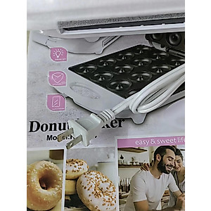 VIKNEY Mini Donut Maker,Easy and Fun Homemade Mini Donuts, Perfect for Snacking and Entertaining,Compact and Portable Design, Dual-Sided Heating, Non-Stick Coating - Makes 16 Donuts at a Time, White