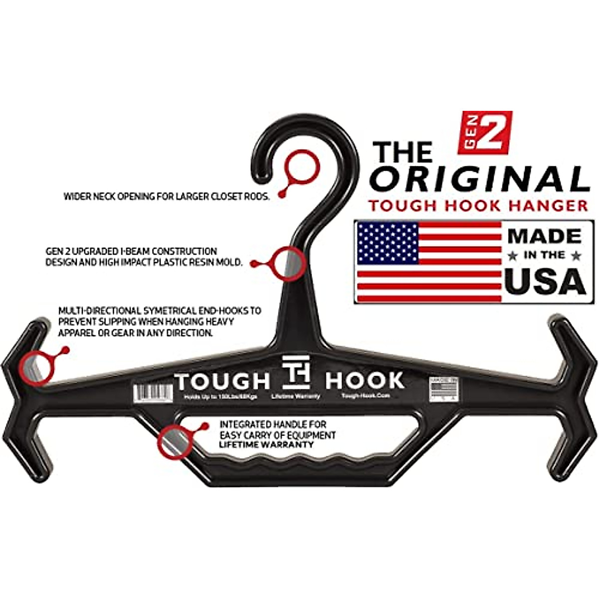 Original Tough Hook Hanger Pack Set of 2 | 1 Midnight and 1 Blue |USA Made | Multi Pack