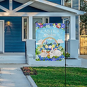 My Little Nest Seasonal Garden Flag Easter Egg Basket Bunnies Double Sided Vertical Garden Flags for Home Yard Holiday Flag Outdoor Decoration Farmhouse Banner 28"x40"