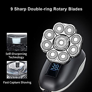 9D Blade Replacement Heads, Shaver Replacement Blades, Head Shavers for Bald Men, Shaver Head Replacement, Stainless Steel Rotary Blades for Electric Head Razor