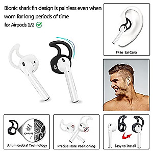 Black Airpods Case,16 in 1 Airpod 1&2 Accessories Set Anti-Lost Straps with Keychain/Apple Watch Band Holder/Airpod Ear Tips/Ear Hooks/Carry Case for Apple Airpods Silicone Cover for Girls/Women/Men…