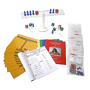 Hands-On Equations® Class Set for Teacher and 30 Students. Includes The Teacher Demonstration Balance Scale and Game Pieces and 30 Sets of Student manipulatives. Grade 3 and up.