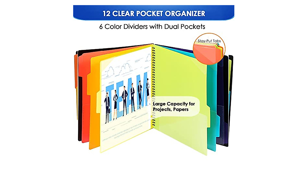 KTRIO 12 Pocket Poly Project Organizer | Durable Folder