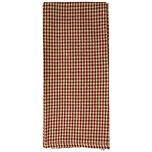 fillURbasket Burgundy Farmhouse Kitchen Towels Set of 3 Striped Buffalo Checked Plaid Dish Towels Red and Tan Towels for Decor Dishing Drying Cotton 15”x25”