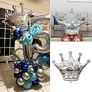 30 Inch Large crown Foil Balloon Mylar Balloons for Birthday,Wedding,Christmas Party Decoration (6pcs,Silver)