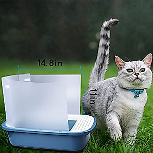 Deapher 3 Pcs/Set High Sided Cat Litter Box Pee Shields, 14.8"x 11" Tall Litter Box Splash Guard, Transparent Pee Privacy Shields for Open Top Litter Box, Easy to Clean (Litter Box Not Included)