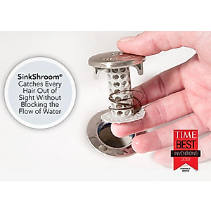 SinkShroom Revolutionary Bathroom Sink Drain Protector Hair Catcher, Strainer, Snare, Nickel Edition