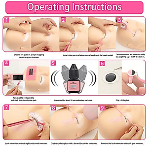 Rose Manor Lash Eyelash Extension Kit, Lash Kit for Eyelash Extension Beginners, with Mannequin Head, Individual Lash Glue, Eyelash Remover, Fan, Lash Extension Supplies Tools for Practice Training