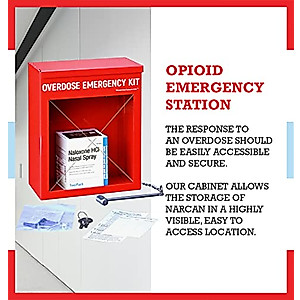 Windy City Cabinet Nasal Spray Overdose Kit Locking Cabinet, High Visibility Cabinet for Emergency First Aid Supplies, Locking (Medication Not Included)