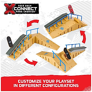 Tech Deck, Jump N’ Grind X-Connect Park Creator, Customizable and Buildable Ramp Set with Exclusive Fingerboard, Kids Toy for Ages 6 and up