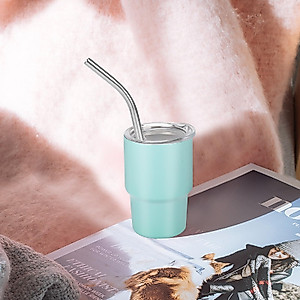 Aokdlia 3oz Mini Tumbler Shot Glass with Straw - Set of 6 Colors, Includes 2 Cleaning Brushes Mini Tumbler Shot Glass for Party, Travel, Camping