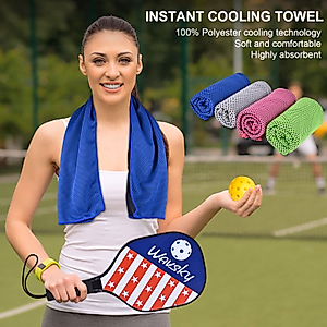 Wavsky Pickleball Set - 4 Paddles, 8 Balls, 4 Cooling Towels, Carry Bag, Wooden Pickleball Rackets With Ergonomic Grips for Beginners