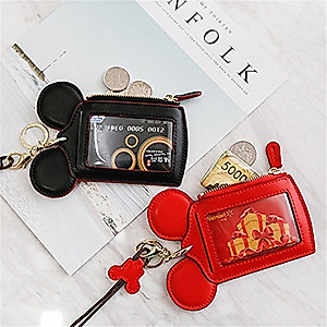 LEECCO Red Neck Pouch,Trend Small Travel Leather Student ID Card Holder Lanyard Neck Pouch Bag With Coin Wallet Purse for Students Women Kids Girls