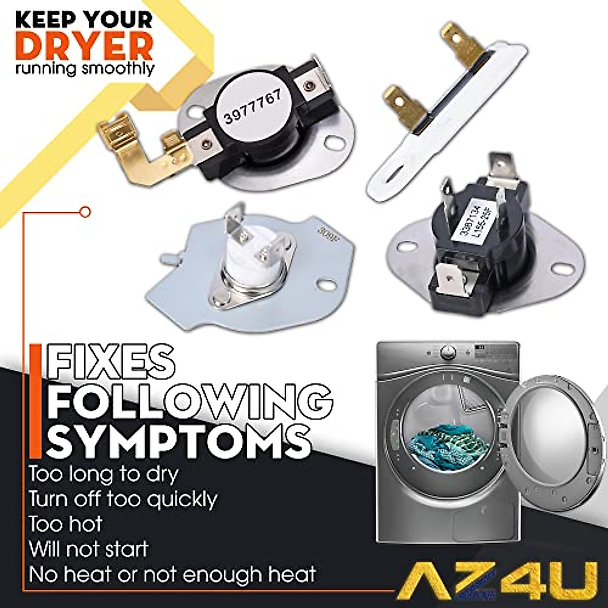 Dryer Thermostat 3977767 3387134 And Thermal Fuse 3392519 279816 Replaces For Whirlpool WED4815EW1 WED5000DW2 WED6200SW1 WED6600VW0 WED4800BQ1 WED4800XQ0 WED4800XQ1 WED4900XW0 WED49STBW1 WED5100VQ1