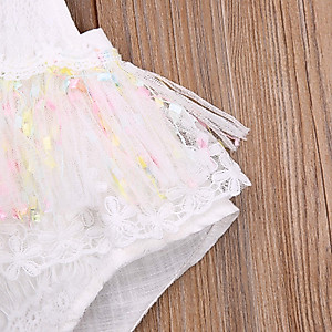 Yonune Newborn Infant Baby Girl Romper Bodysuit Jumpsuit Outfits Lace Romper Ruffle Sleeveless Backless Tutu Dress Clothes