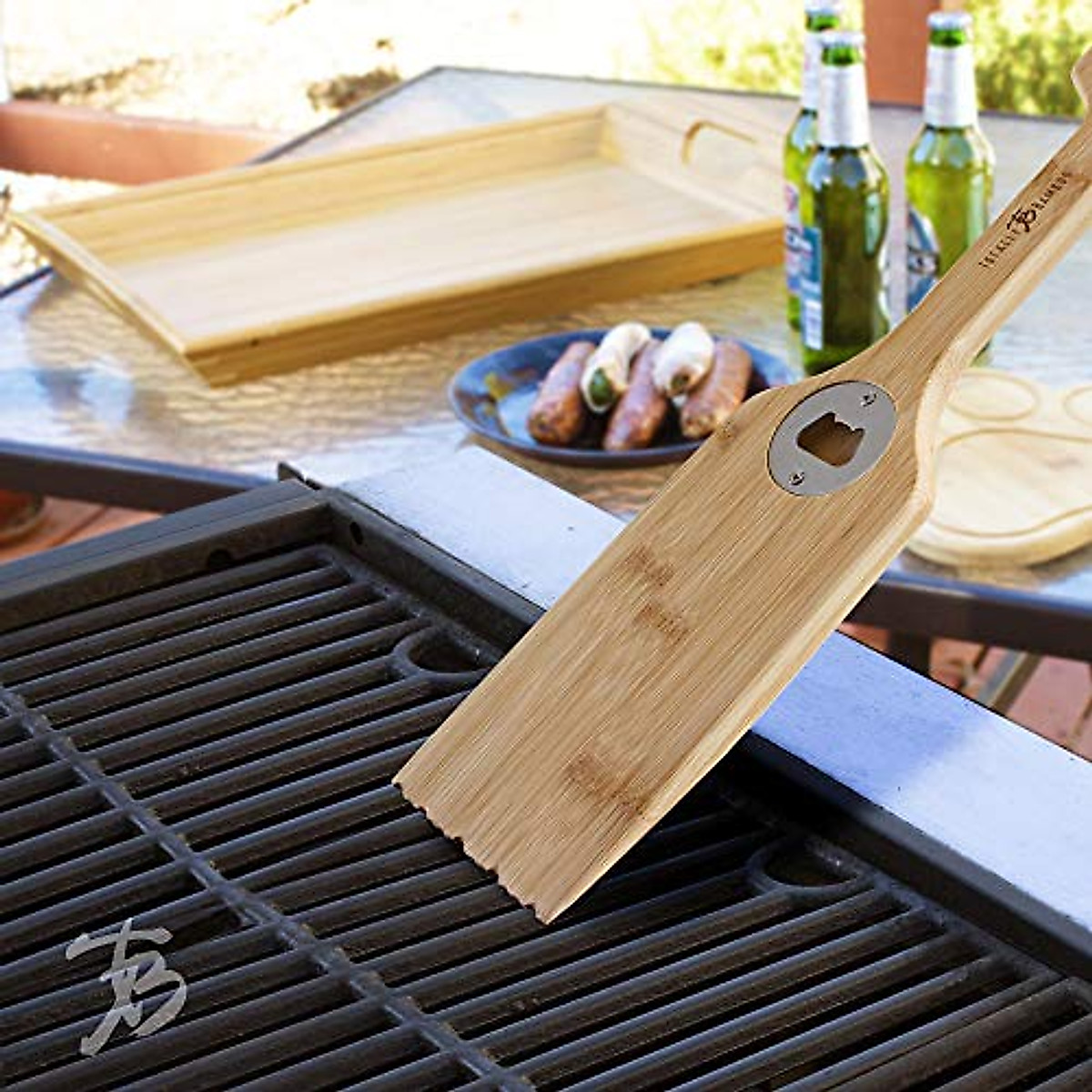Totally Bamboo BBQ Grill Scraper with Bottle Opener