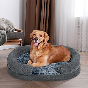 Miorun Dog Bed for Medium Dogs, Orthopedic Washable Oval Dog Couch Bed with Sides Soft Calming Sleeping Puppy Bed Durable Pet Cuddler with Anti-Slip Bottom, M