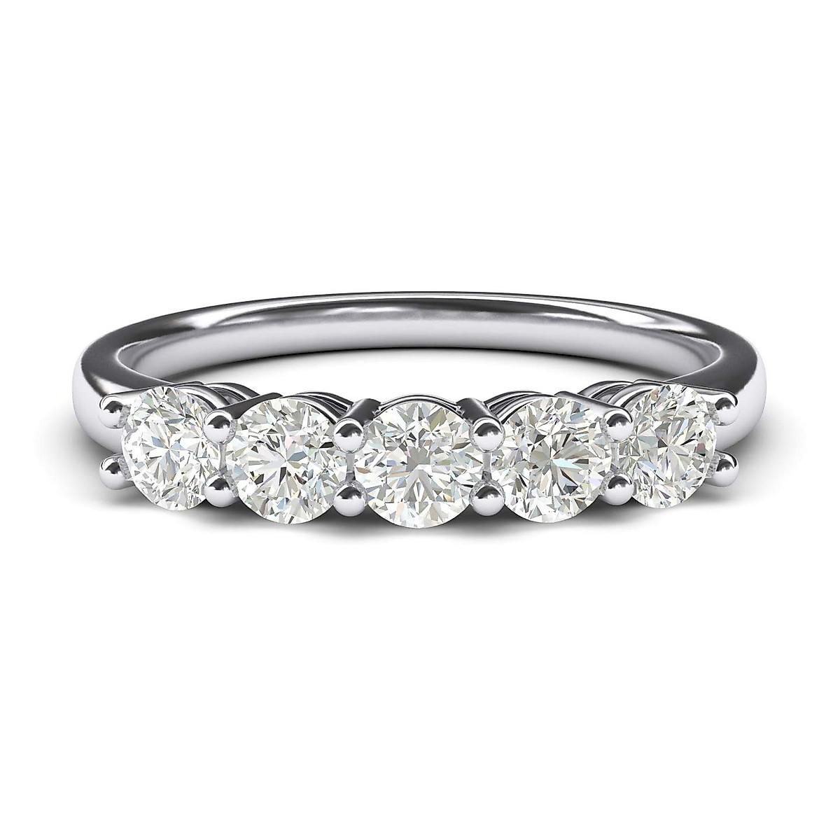 10k White Gold Eternal Five Stones Anniversary Ring Simulated Brilliant Diamonds Eternity ring 1.25ctw for Women (9)