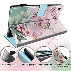 HONNKY for Samsung Galaxy Tab A8 10.5 inch Case 2022 (Model SM-X200/X205/X207),Floral Hummingbird Cover for Galaxy Tab A8 10.5" 2022,Auto Wake/Sleep,Pencil Holder