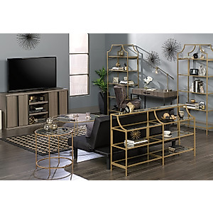 Sauder 417830 Int Lux Coffee Table Round, Glass / Gold Finish