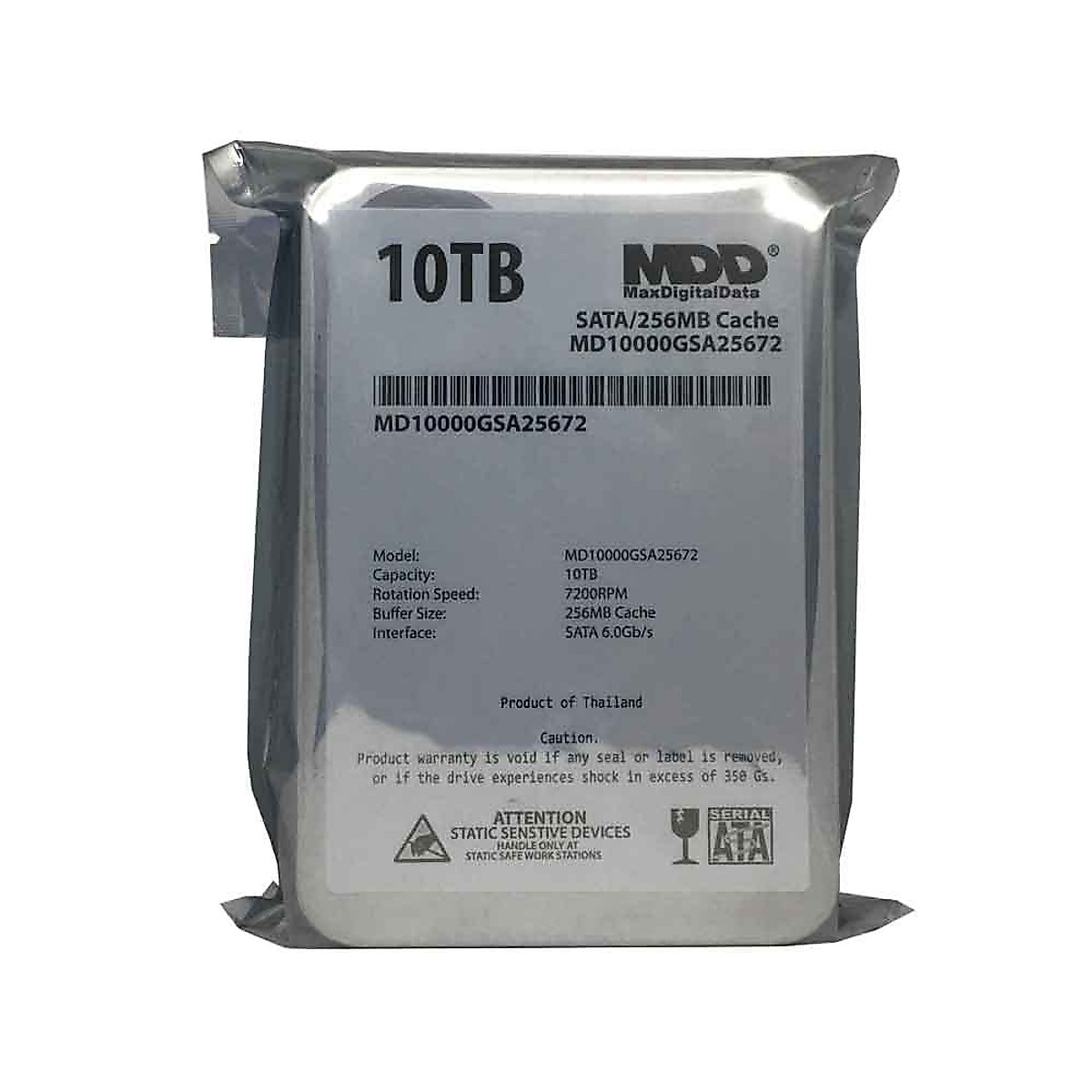 MaxDigitalData (MD10000GSA25672) 10TB 7200RPM SATA 6Gb/s 256MB Cache 3.5inch Internal Desktop Hard Drive - 3 Years Warranty (Renewed)