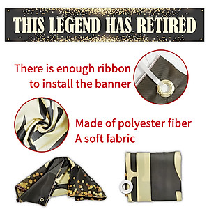 This Legend Has Retired Large Banner, Finally Retired Theme Yard Sign Lawn Sign, Retirement Party Outdoor Indoor Backdrop 9.8 x 1.6 Feet