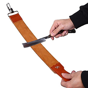 Shaving Strop, double sided leather Strop Strap Barber Straight Razor Folding Knife Shave Sharpener Sharpening Belt for Sharpening Straight Razors and Most Knives