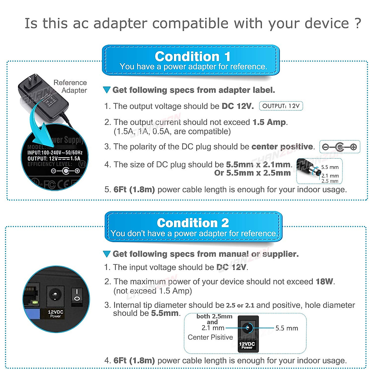 Chanzon 12V 1.5A 18W Power Supply AC DC Switching Adapter, 12 Volt 1.5 Amp AC/DC Wall Wart Converter Transformer, 100-240v 50 60HZ Input with 12vdc 1500ma Output