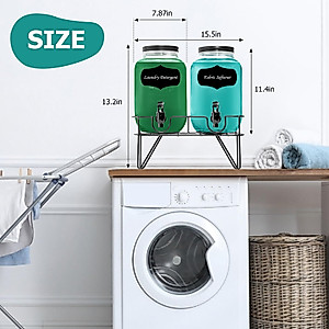 2-Pack glass drink dispenser - 1 Gallon Mason Jars w/Spout Faucets Screw Lid & Rubber Drip Mats - Liquid lemonade & beverage - Stand for Organizing party Decor & Storage