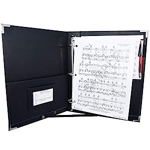 Orginal -MSP PU Leather Sheet Music Holder | 9.5" x 12" - Music Folder with Hand Strap for Musician- Improved Design (3 Ring Binder)