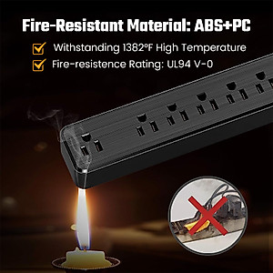 SUPERDANNY 6-Outlet Surge Protector Power Strip, 4.5 Ft Extension Cord, 900 Joules, Overload Switch, Standard Plug, Grounded, Integrated Circuit Breaker, Wall Mount, for Home, Office, Black