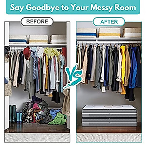 GARPROVM Under Bed Storage Bags, Organizer Container Clothes Storage Foldable Bags for Clothing, Sweaters, Comforter, Blanket, Pillows,Toys