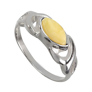 HolidayGiftShops Sterling Silver and Baltic Butterscotch Amber Adult Ring Lucy- size 7
