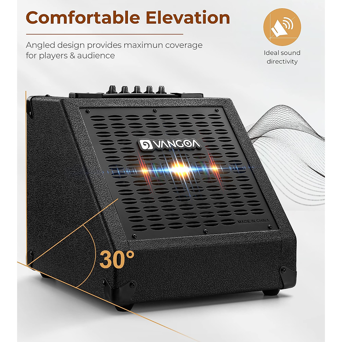 Vangoa Electric Drum Amp 40W Professional Drum Amplifier Speaker, 3 Inputs 3 Band EQ Wireless Electronic Drum Monitor, Keyboard Speaker, Black