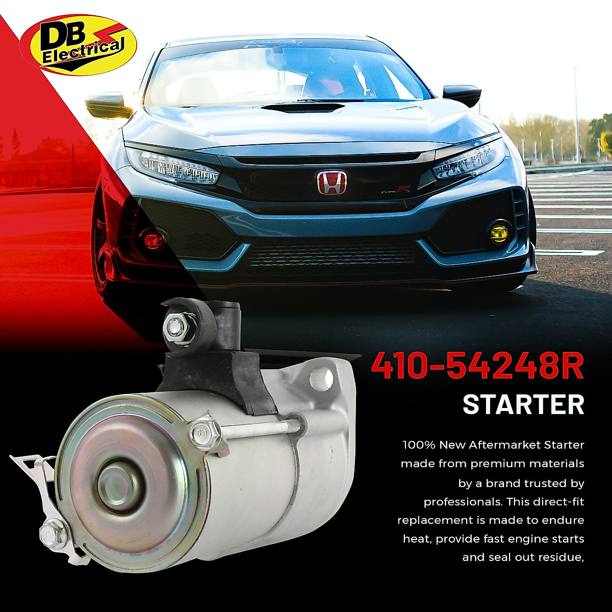 DB Electrical 410-54248R Remanufactured Starter Compatible With/Replacement For 2013-17 Honda Accord 12V, Cw, 9-Tooth, 31200-5A2-A51