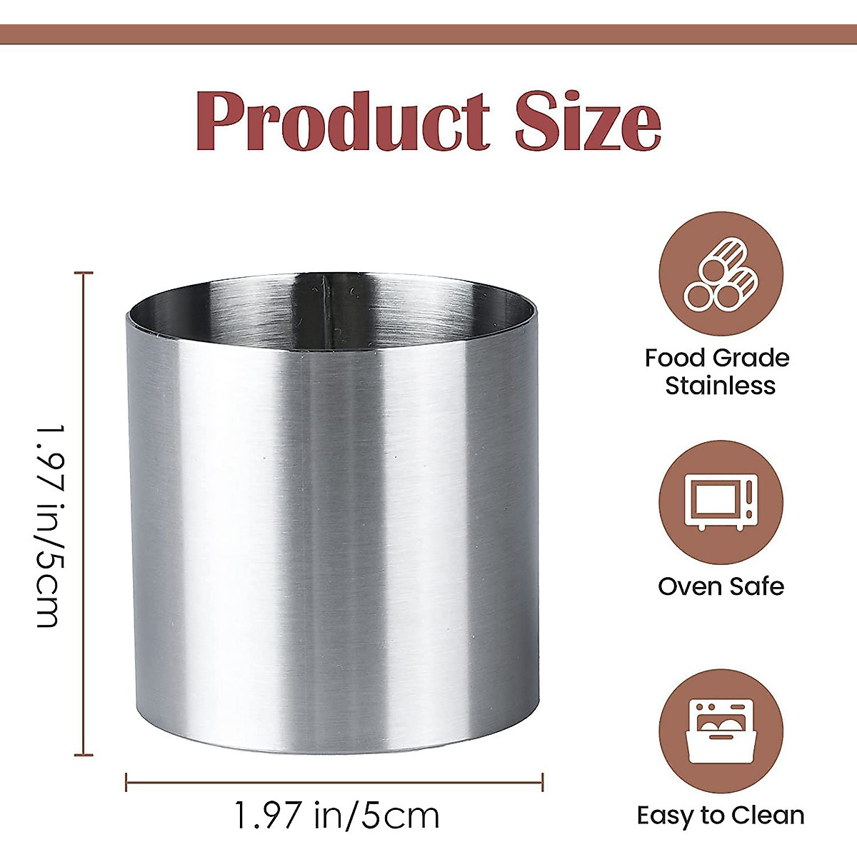 Gldw 15 Pieces Round Cake Mold, Stainless Steel Mousse Mold Rings Biscuit Cutter Cake Kitchen Baking Pastry Tool for Cookie, Tart, Fondant, Donuts, Omelette (1.97 inch)