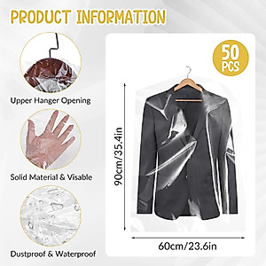 GGSTDDUP 50 Pcs Dry Cleaning Bag, 60 x 90 cm Clear Garment Bags Plastic Garment Bags for Clothes Storage for Skirt Coat Suit Shirt Jacket