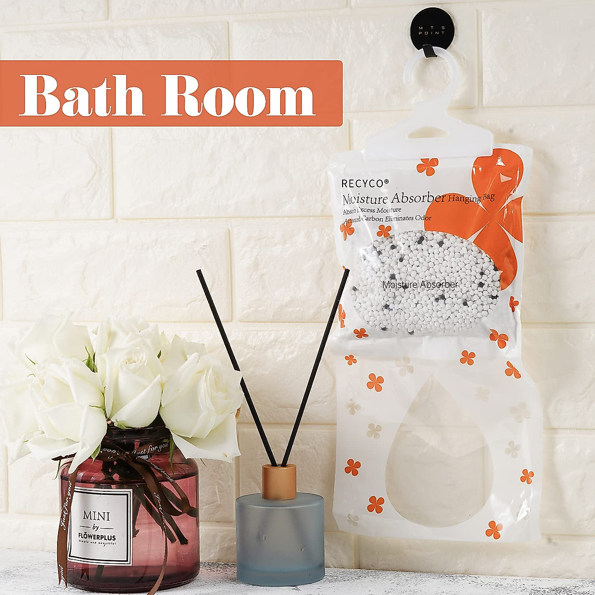 RECYCO 10 Packs 240g Moisture Absorbers Packets Fragrance Free Hanging Dehumidifier Bags for Closet, Basements, Bathroom, Bedroom, Kitchen, Cars, Dormitory, Laundry Rooms