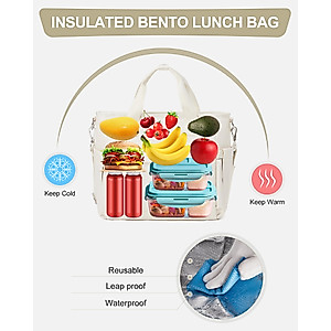 UPPACK Lunch Bag Women,Large Adult Lunch Box for Women Men,Insulated Lunch Tote Bag For Work,Fit and Fresh Lunch Bags Loncheras Para Mujer With Shoulder Strap Water Bottle Holder Beige