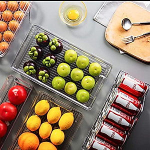 Kingrol 6 Pack Plastic Storage Bins for Pantry, Refrigerator, Countertop, Cabinet Organization, Stackable Food Storage Organizer with Handles, BPA Free, 10 x 6 x 3 Inch