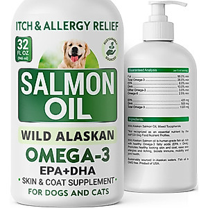 32oz Salmon Oil + 120Ct Glucosamine Treats Bundle - Skin & Coat Support + Old Dog Joint Pain Relief - EPA + DHA Fatty Acids + Chondroitin, Omega-3 - Advanced Immune, Heart & Joint Health - Made in USA