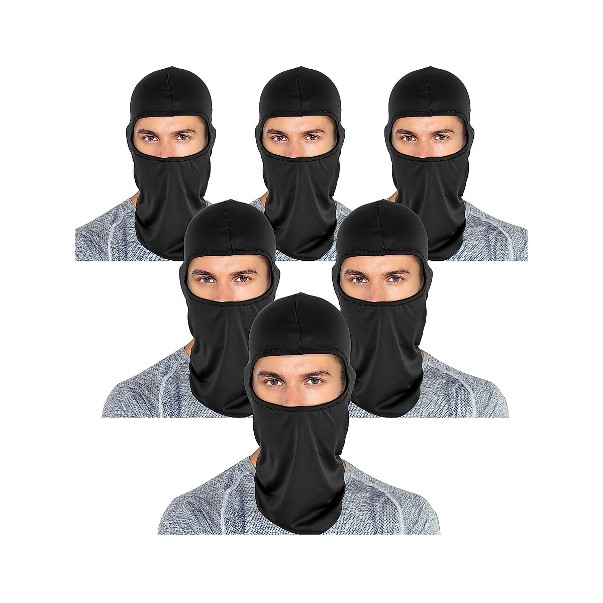 SATINIOR 6 Pieces Ski Mask for Men Balaclava Full Face Cover UV Sun Protection Cooling Neck Gaiter Clothing Scarf Bandana(Black,Ice Silk)