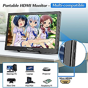 Pisichen 15.6 Inch Portable Monitor, HD 1366x768 TN Gaming Monitor, 60Hz, 5ms, USB/HDMI Inputs, Built-in Speakers, External Screen for Laptop PC Computer PS3 Ras Pi Xbox Ones