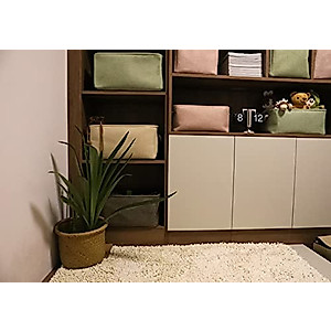 HARMOSO Collapsible Storage Basket (14Lx10.6Wx6.6H) Decorative Storage Bins with Handles Canvas Storage Baskets for Shelves Gift baskets organizing Toys Clothes Books (pink,3Pack)