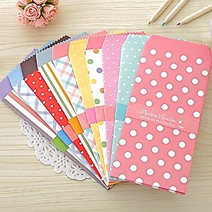 SCStyle 50 Pack Colored Envelopes 3.35 x 6.89 Inches 10 Unique Design Cute Coin invitation Gift Card Postcard Colorful Envelopes