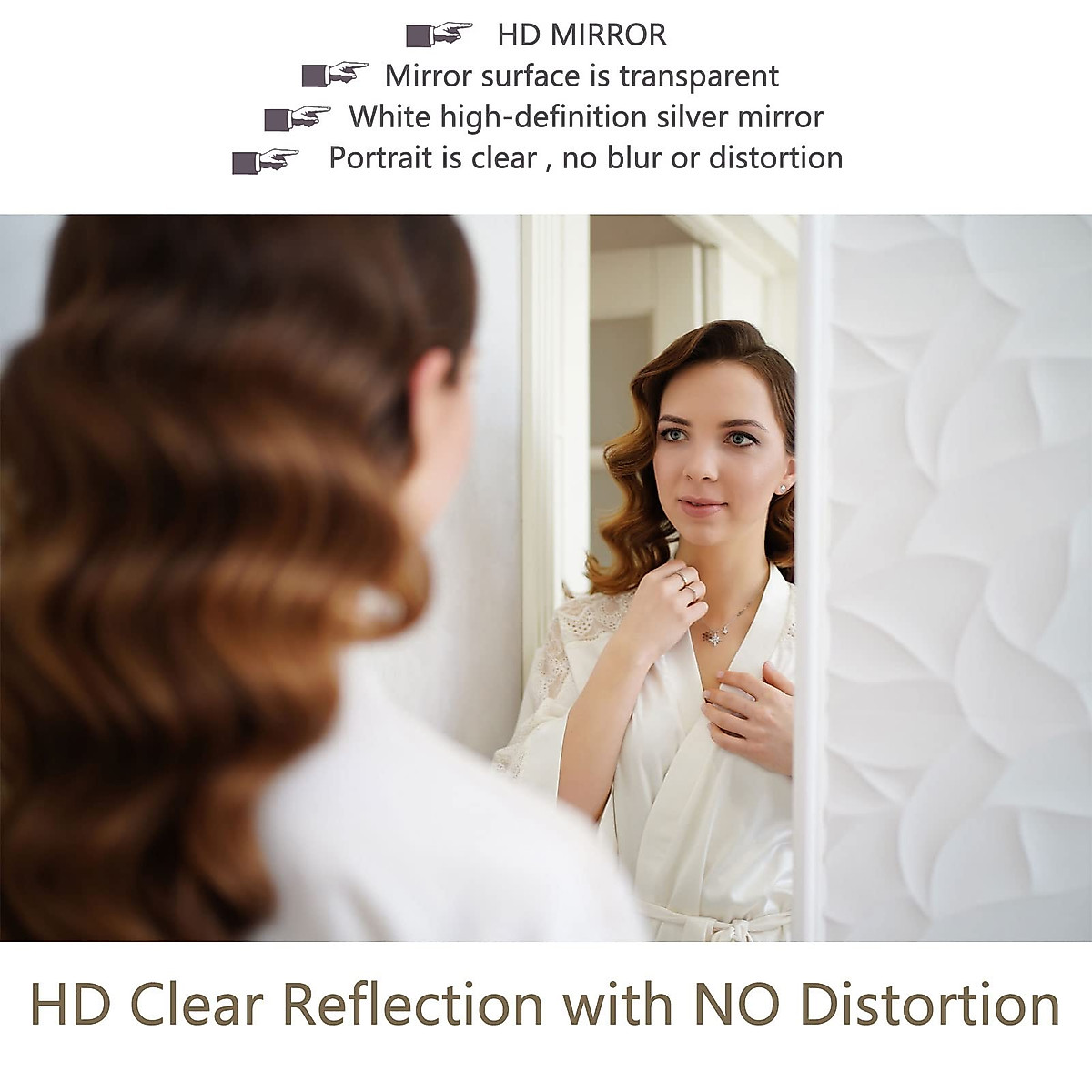 PARANTA Full Length Mirror Wall-Mounted Over The Door Long Dressing Mirror Rectangular Cheap Door Mirror for Bedroom and Home Gym with 2 Hooks, White(47" H x 13" W x 0.6" D)