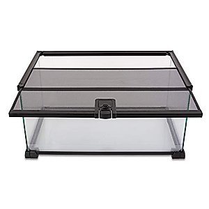 REPTI ZOO 10 Gallon Reptile Tank Glass Natural Cages Terrarium 20" x 12" x 10" Sliding Screen Top for Reptile Hamster Hedgehog Small Animals